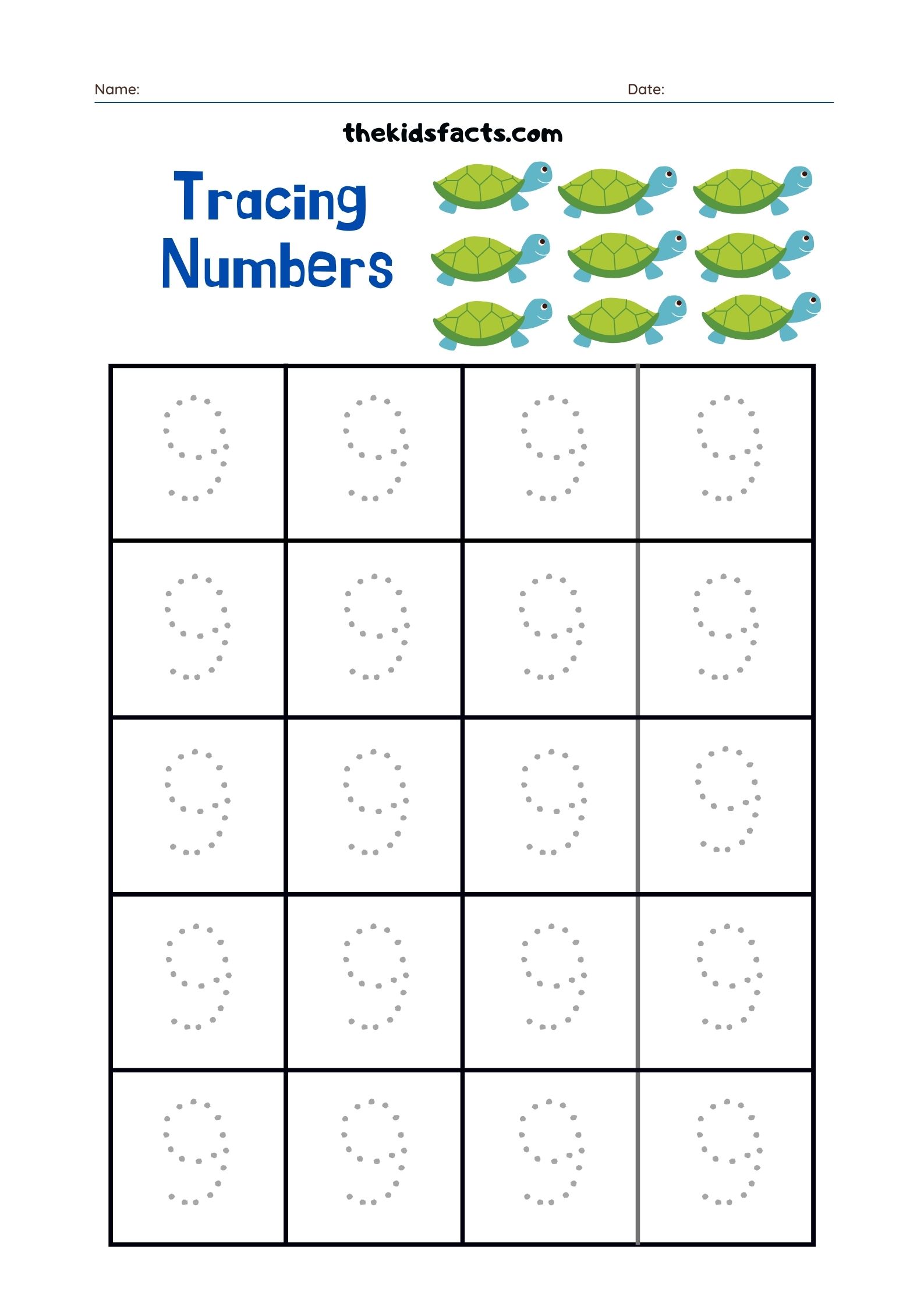 Tracing Number - 9 - The Kids Facts